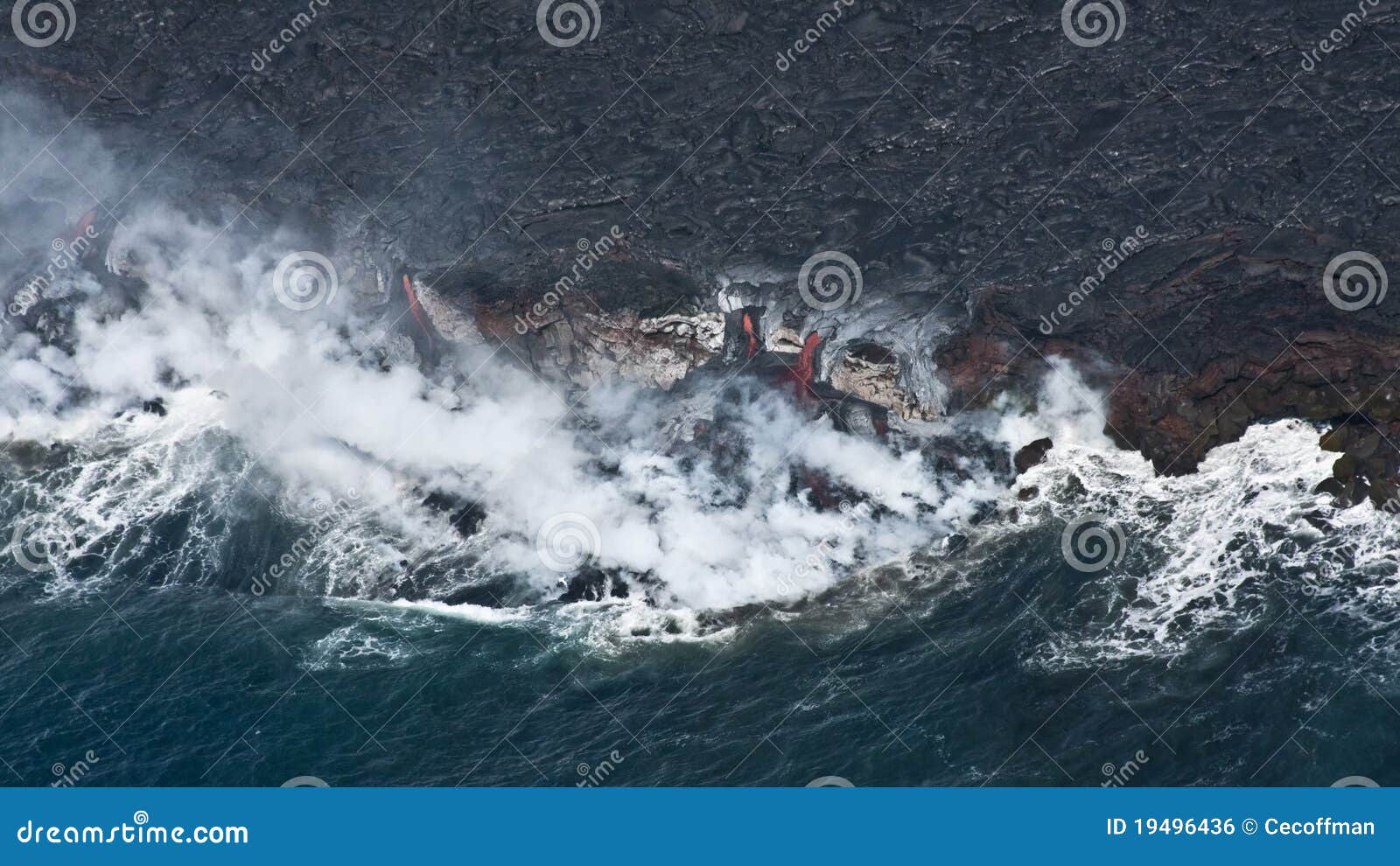 Lava Flowing into Ocean stock photo. Image of travel - 19496436