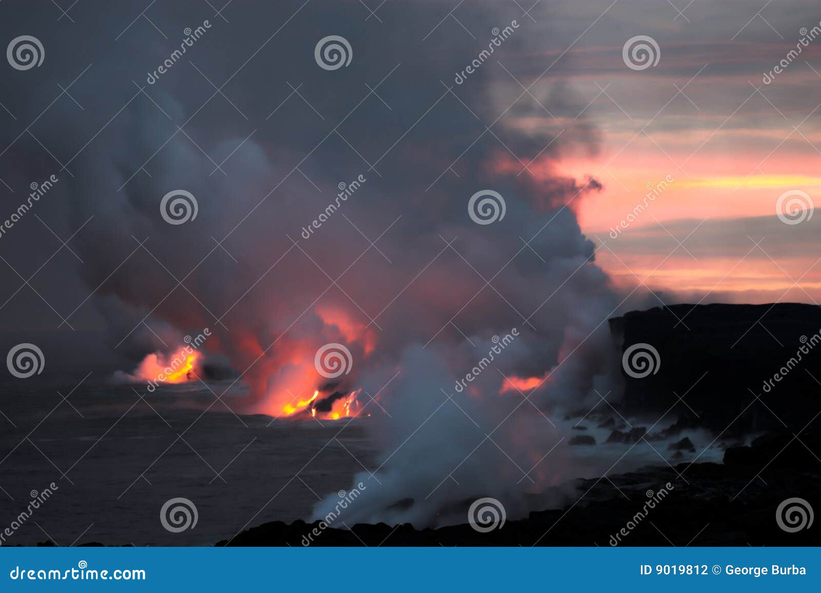 Lava Flowing into the Ocean Stock Photo - Image of island, kilauea: 9019812