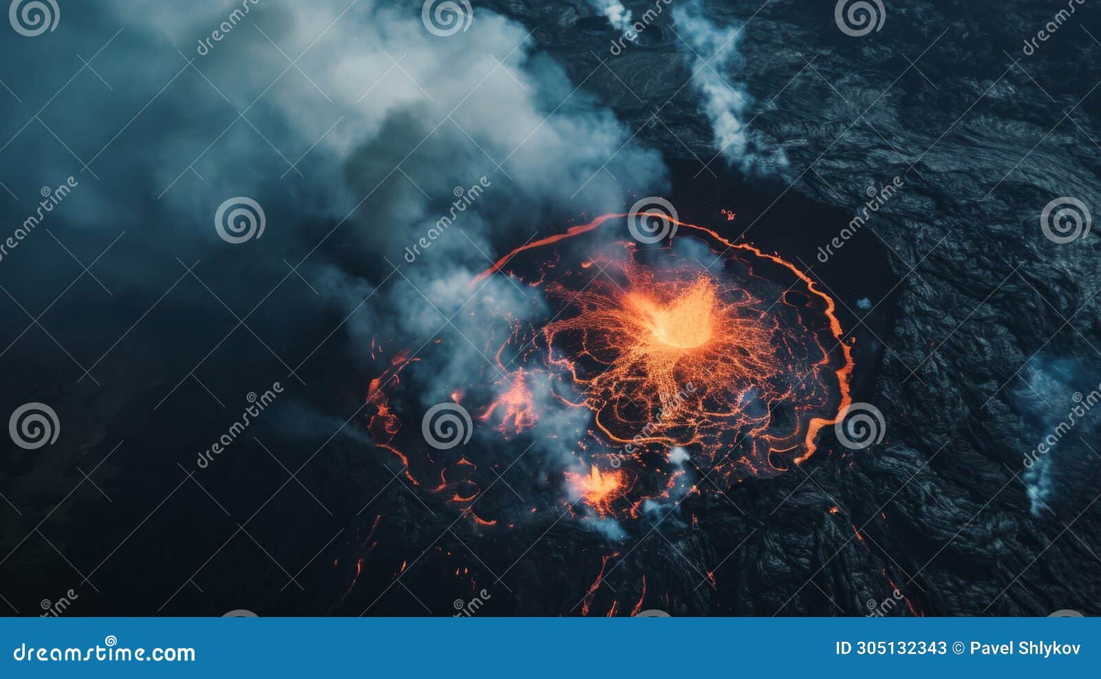 Lava Flows on Active Volcano Aerial View, Stock Image - Image of travel ...