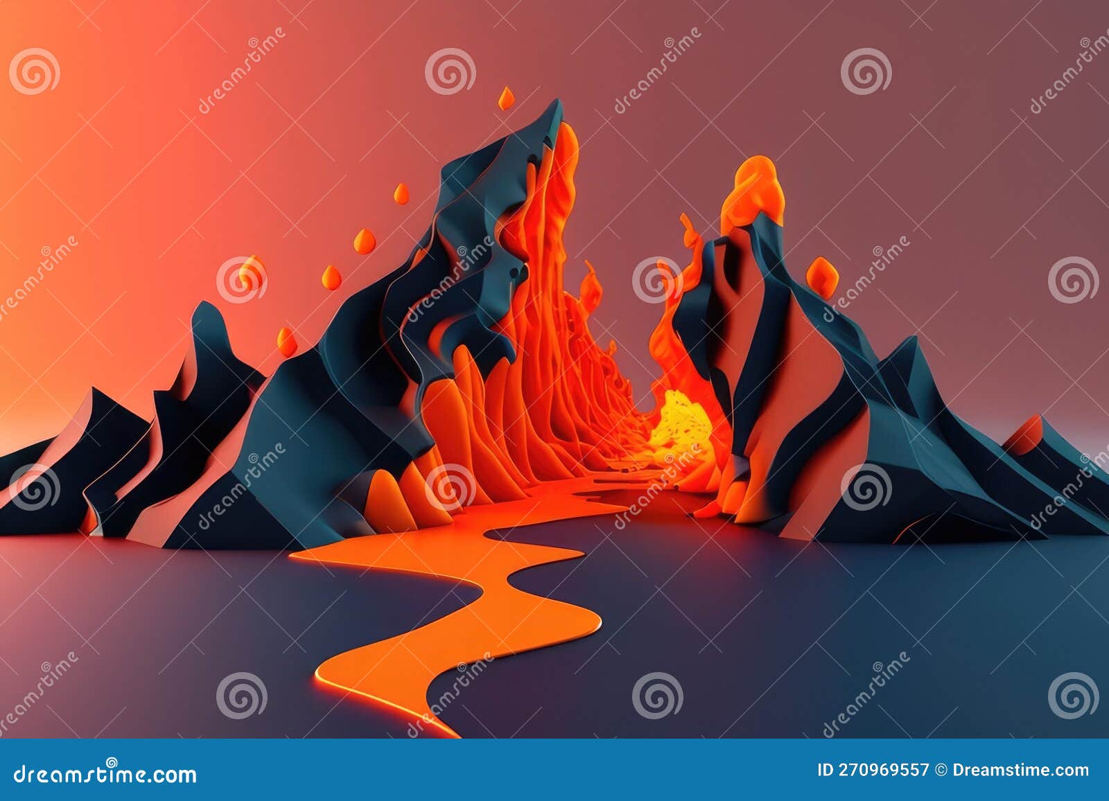 Lava Flows, Covering Everything in Its Path,, Concept, AI Generation ...