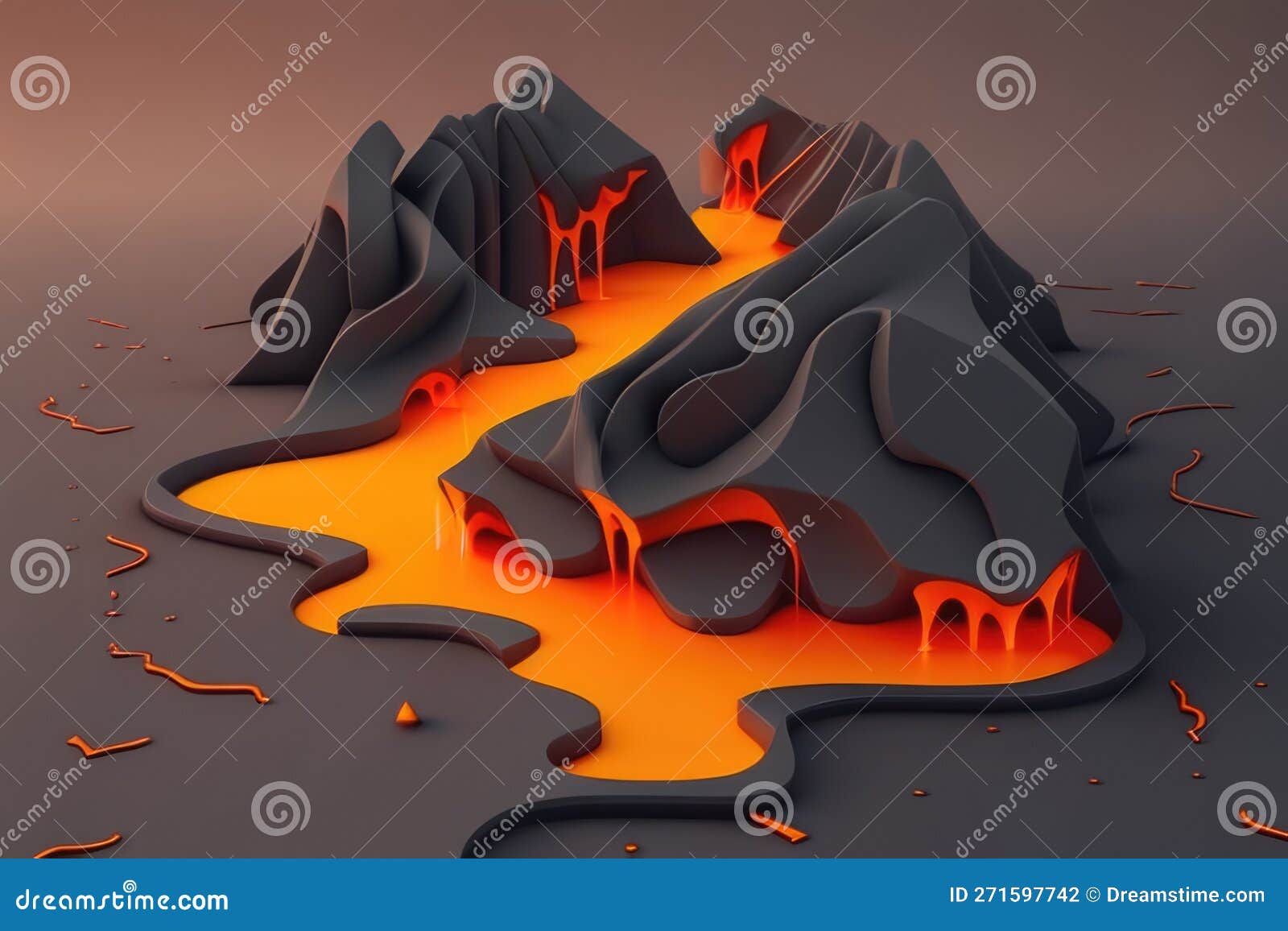 Lava Flows, Covering Everything in Its Path,, Concept, AI Generation ...