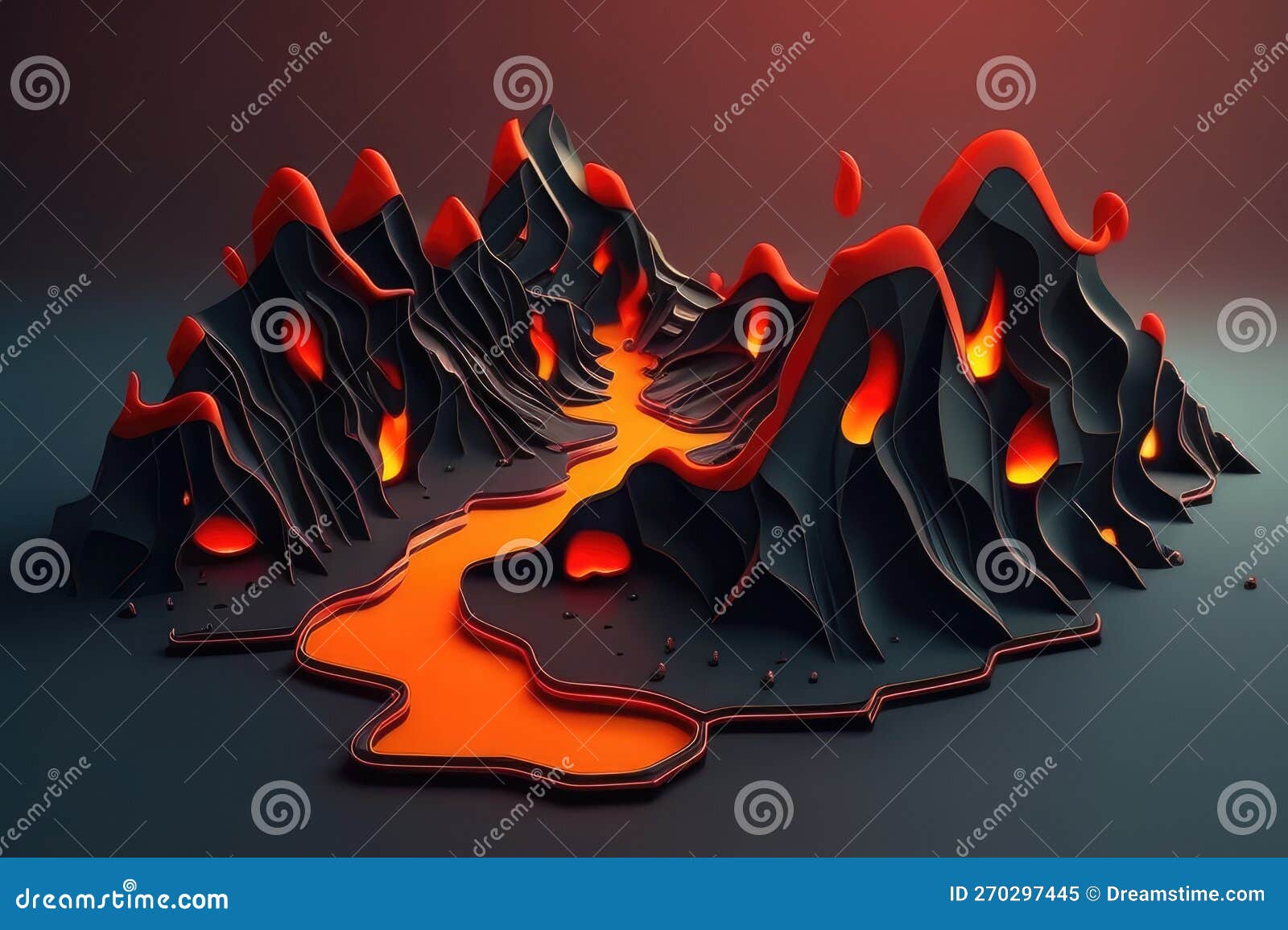 Lava Flows, Covering Everything in Its Path,, Concept, AI Generation ...