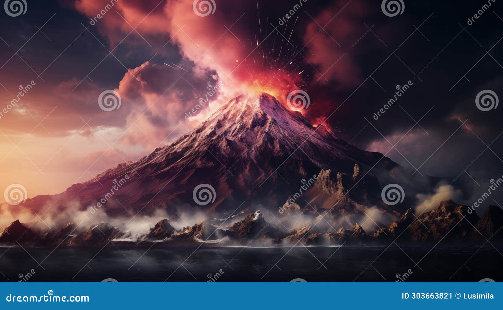 Lava Going Down the Volcano Stock Image - Image of light, eruption ...