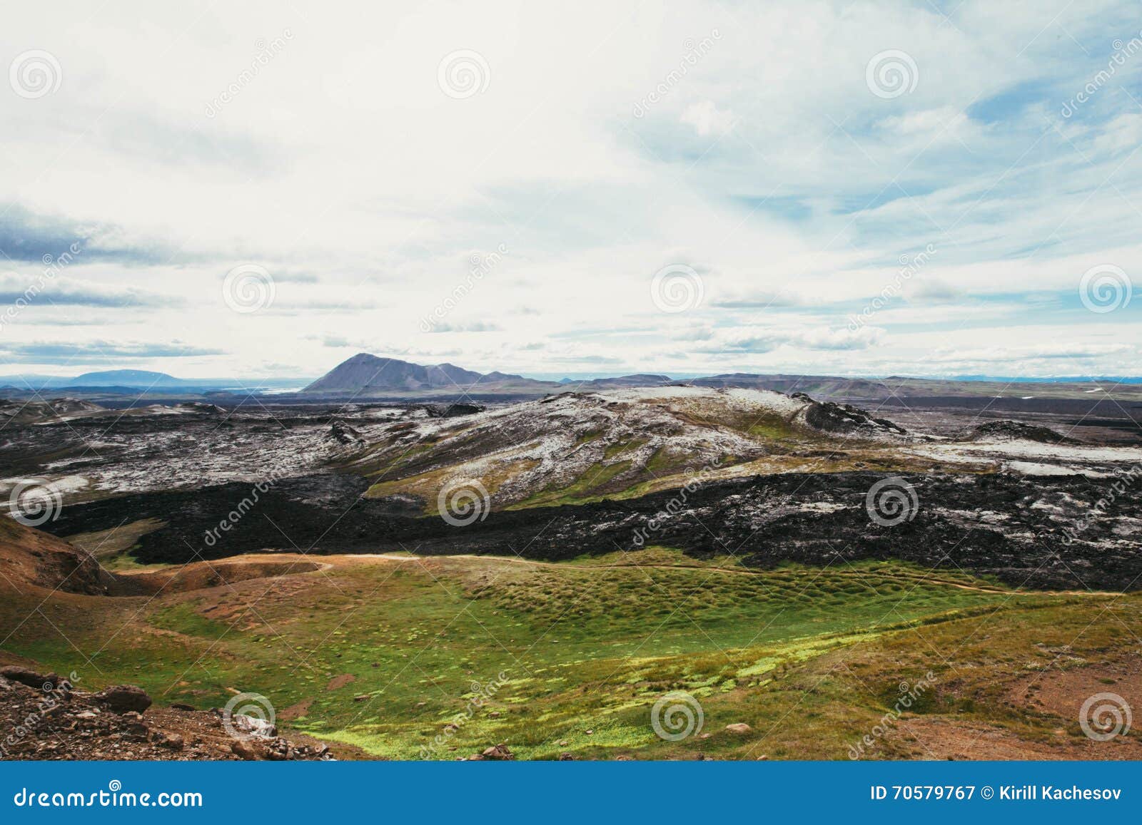 Lava and grass landscape stock image. Image of elements - 70579767