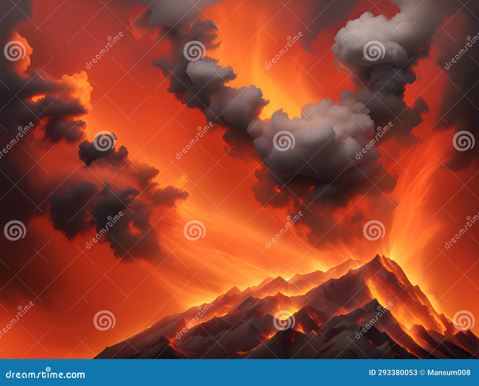 A Volcano Fire Erupting Volcanic Eruption Hot Smoke Lava Magma Flames ...