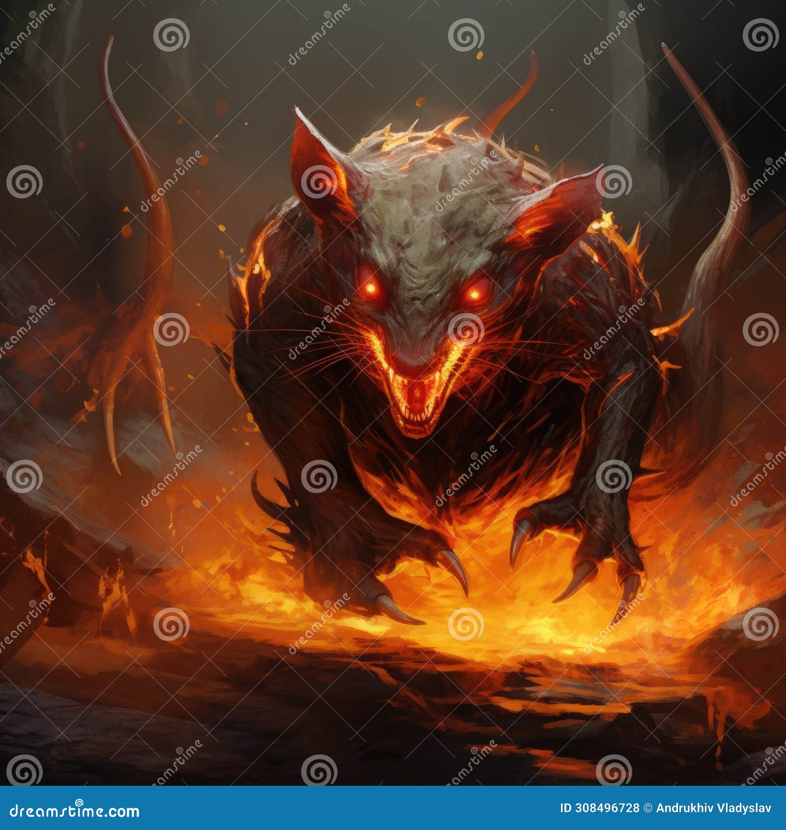 Lava monster rat creature stock illustration. Illustration of infused ...