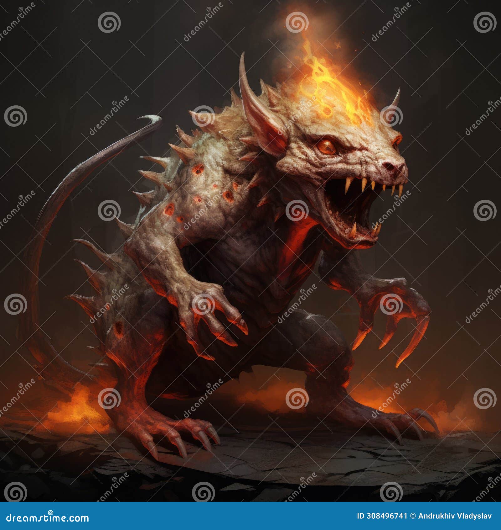 Lava monster rat creature stock illustration. Illustration of lava ...