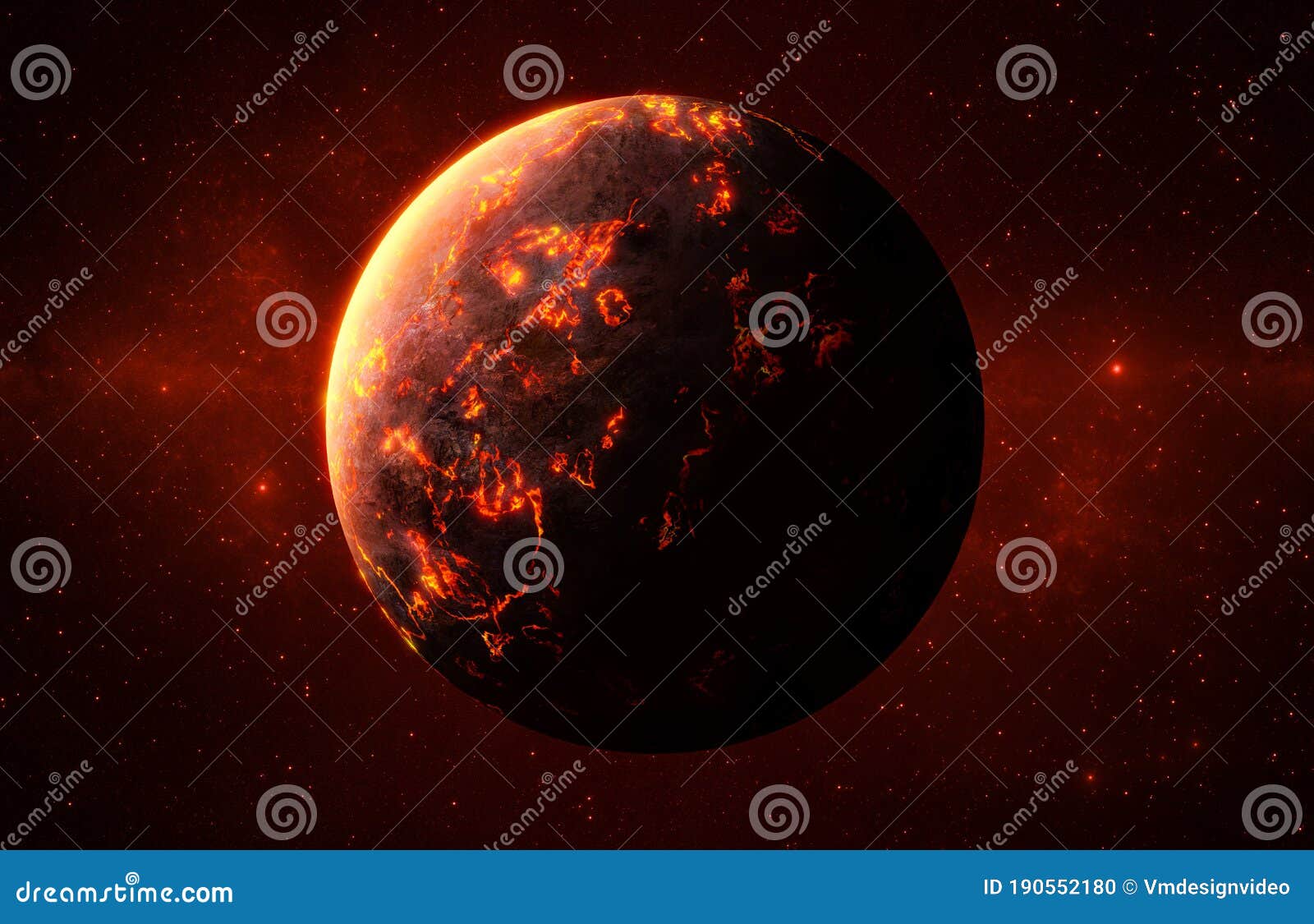 A lava planet in the space stock illustration. Illustration of marblein ...