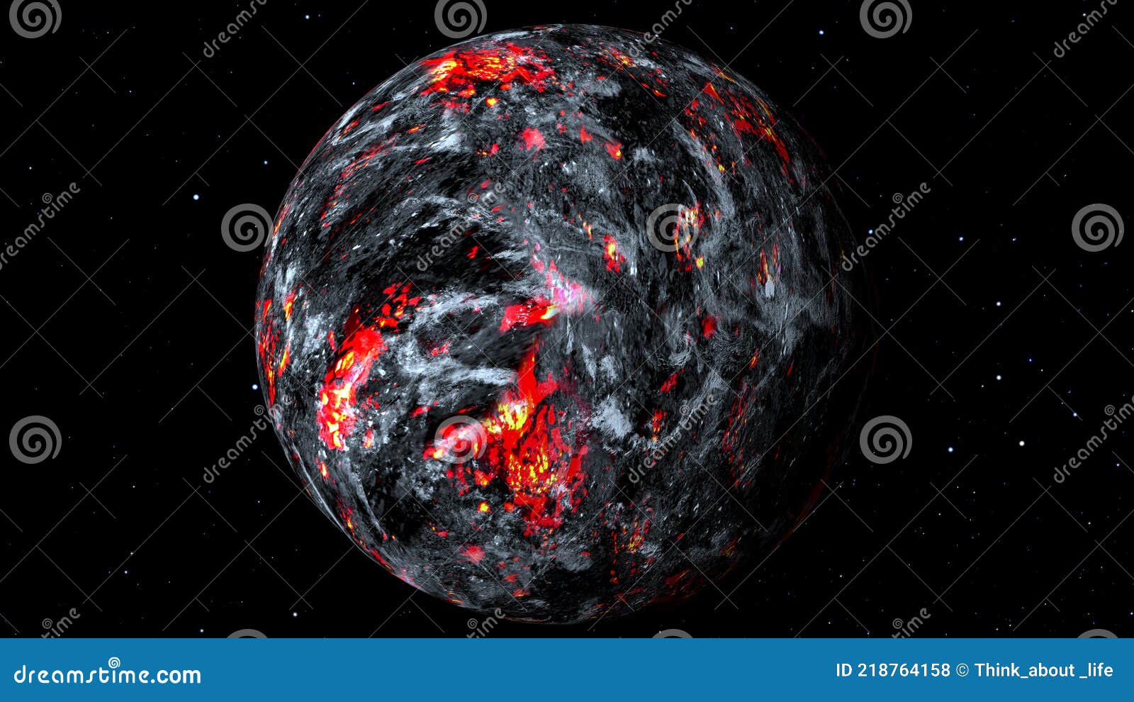 Lava Planet in Space. Earth Planet Become a Lava Planet. Global Warming ...