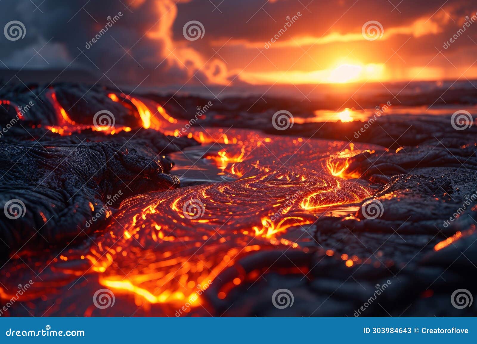 Lava River Flowing Image Hd Stock Illustration - Illustration of ...