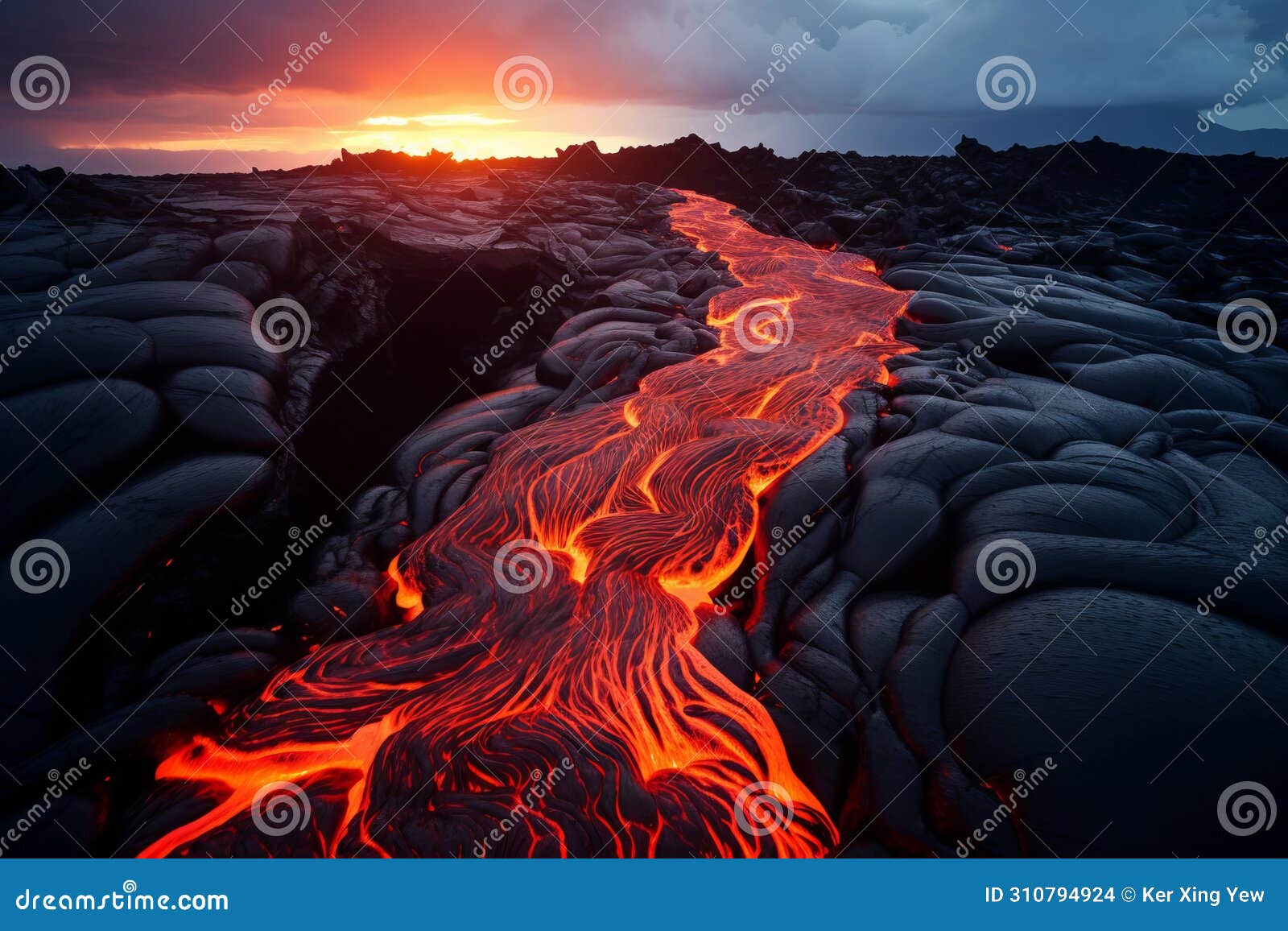 Lava Streams Cutting through the Earth Stock Illustration ...