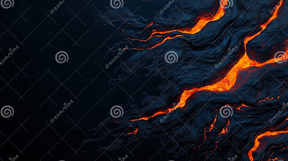 Lava Texture Background with Glowing Orange Lava Flows on Dark Surface ...