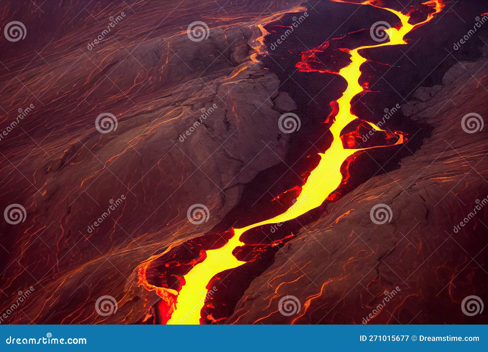 Lava Texture Flowing from Burning Volcano Down Mountain Stock Image ...