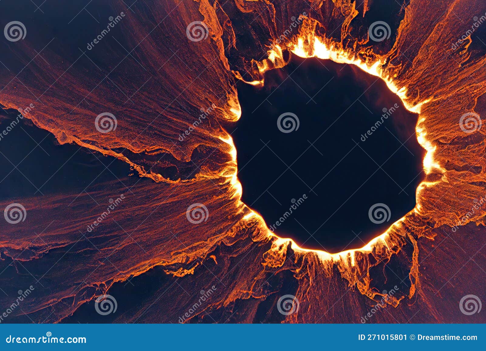 Lava Texture in Shape of Circle Flowing from Burning Volcano Stock ...
