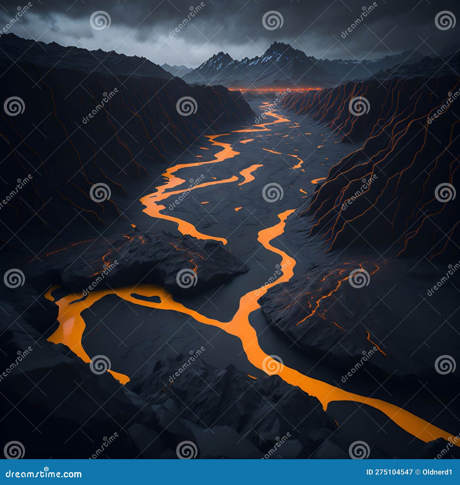 Abstract Lava River Valley - Created with Generative AI Stock ...