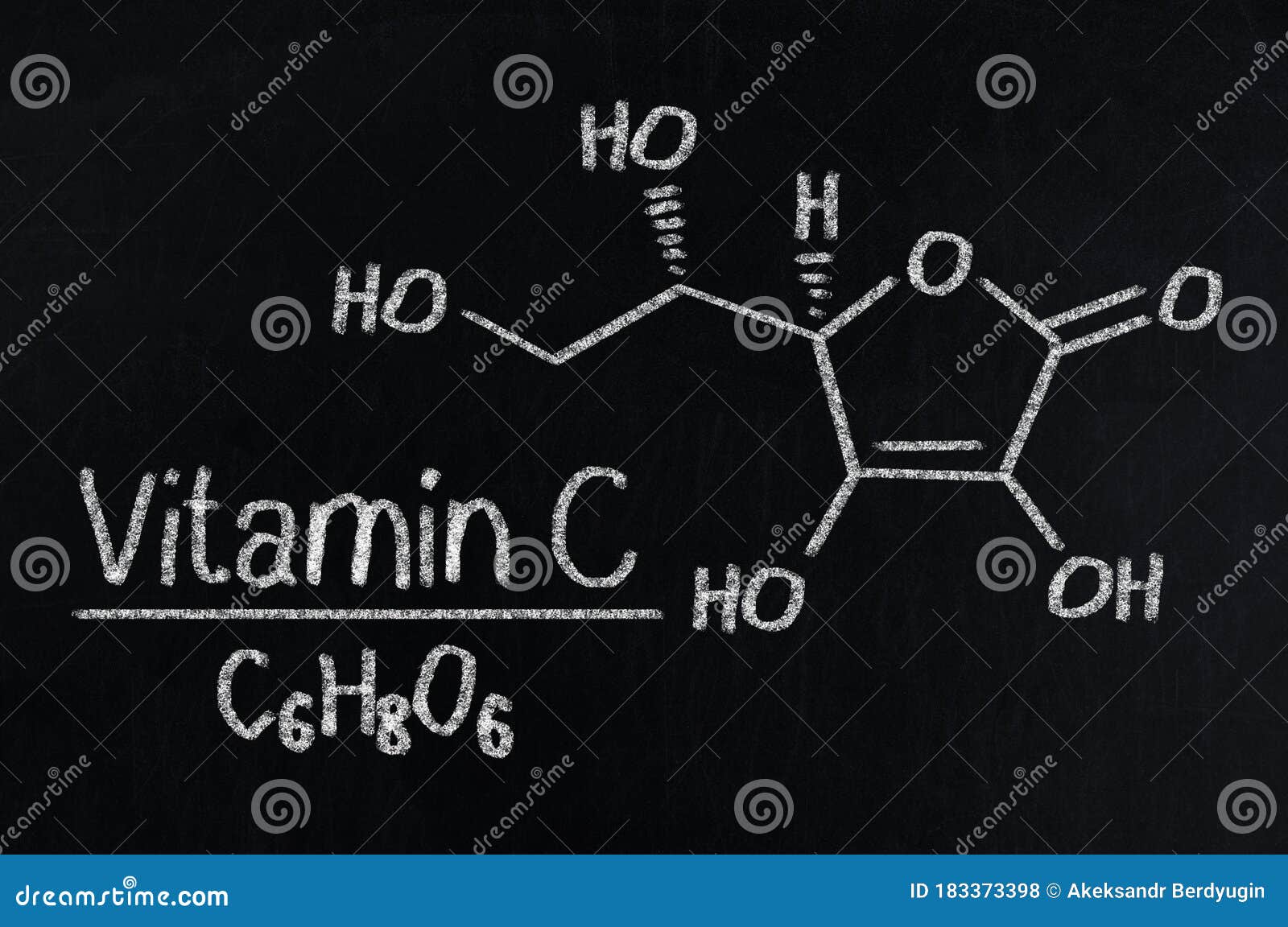 Lavagna Nera Con La Formula Chimica Della Vitamina C Illustrazione di ...