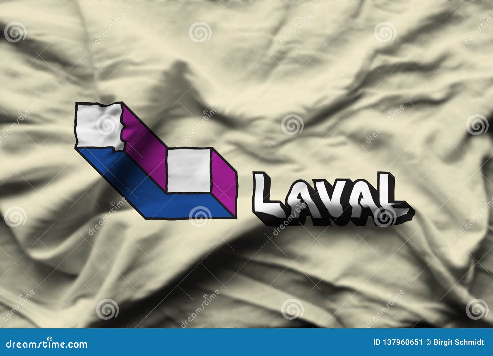 Laval Quebec Realistic Flag Illustration. Stock Illustration ...