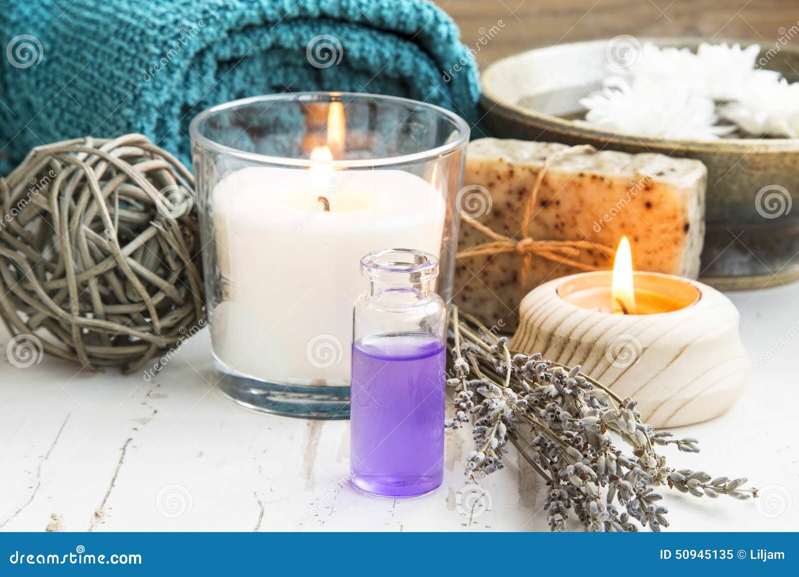Lavander Essential Oil.Spa Setting Stock Image - Image of pampering ...