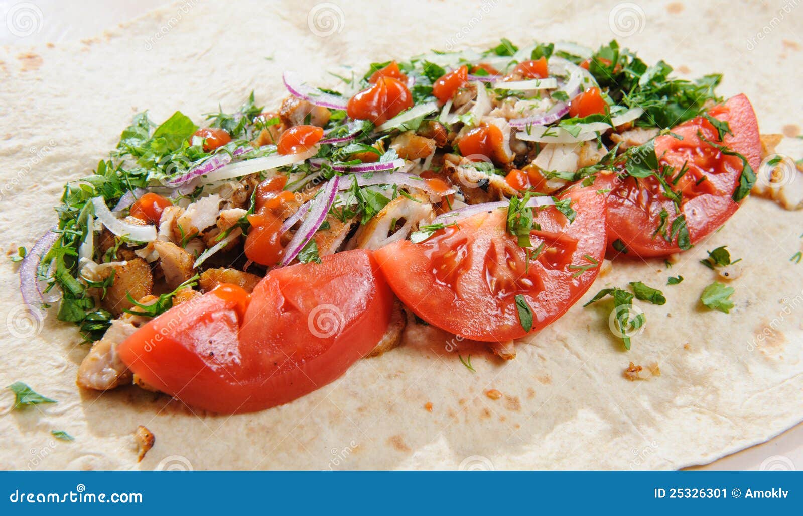 Lavash stock image. Image of onion, meat, chicken, prepared - 25326301