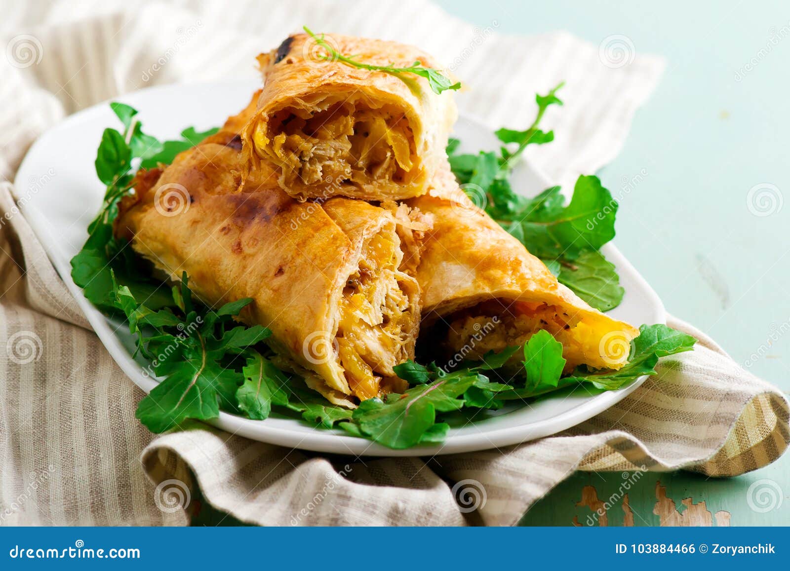 Lavash Chicken Roll.style Rustic Stock Photo - Image of background ...