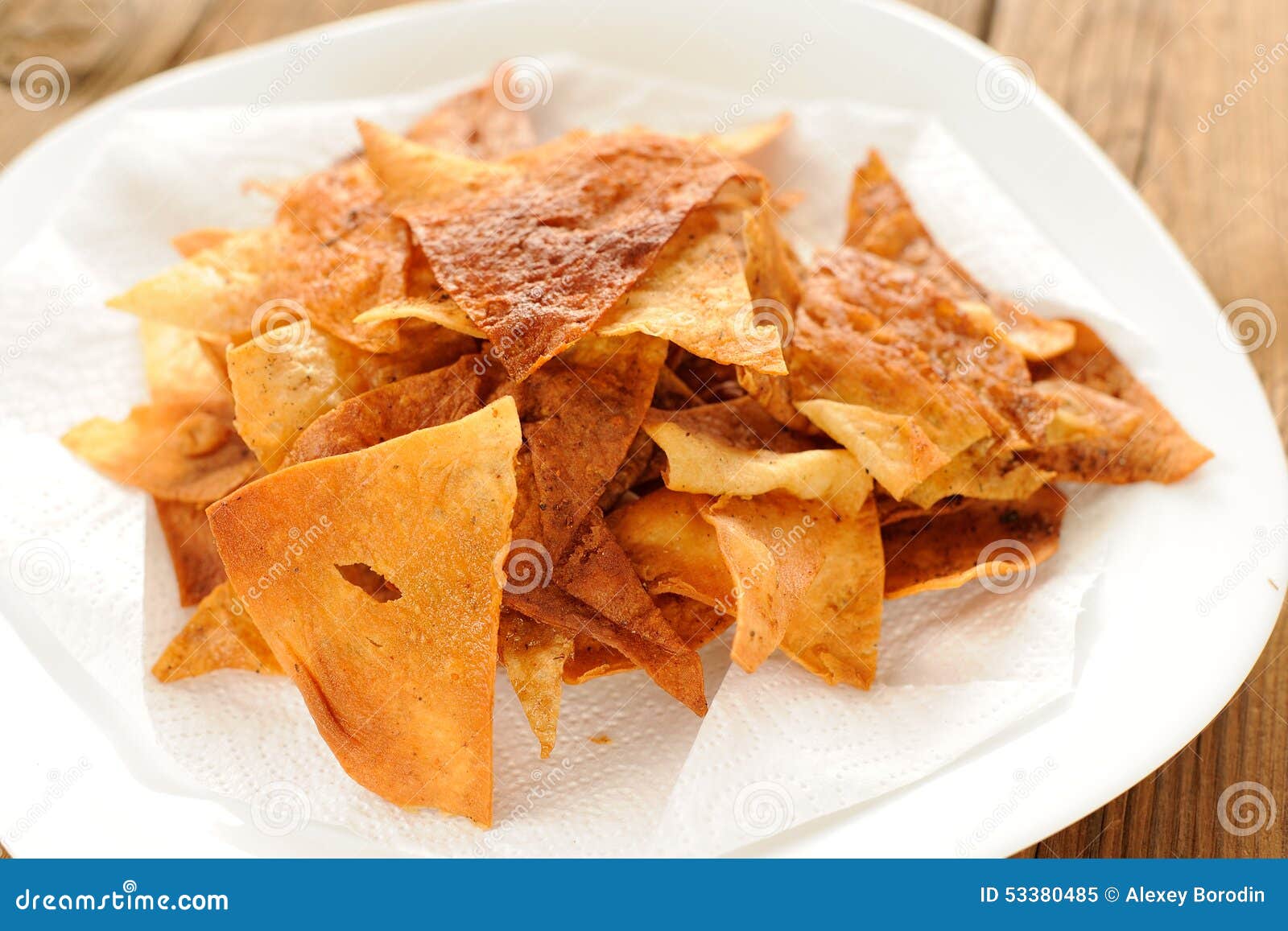 Lavash Chips in White Plate Stock Image - Image of crisps, flour: 53380485