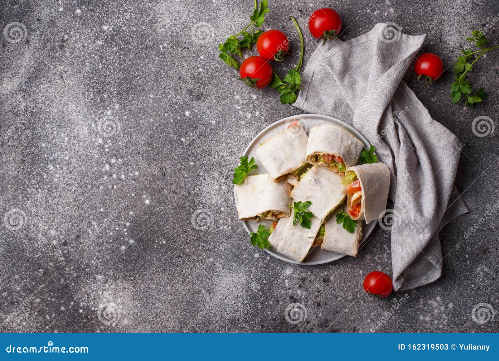 Lavash Rolls with Chicken and Vegetables Stock Image - Image of lavash ...