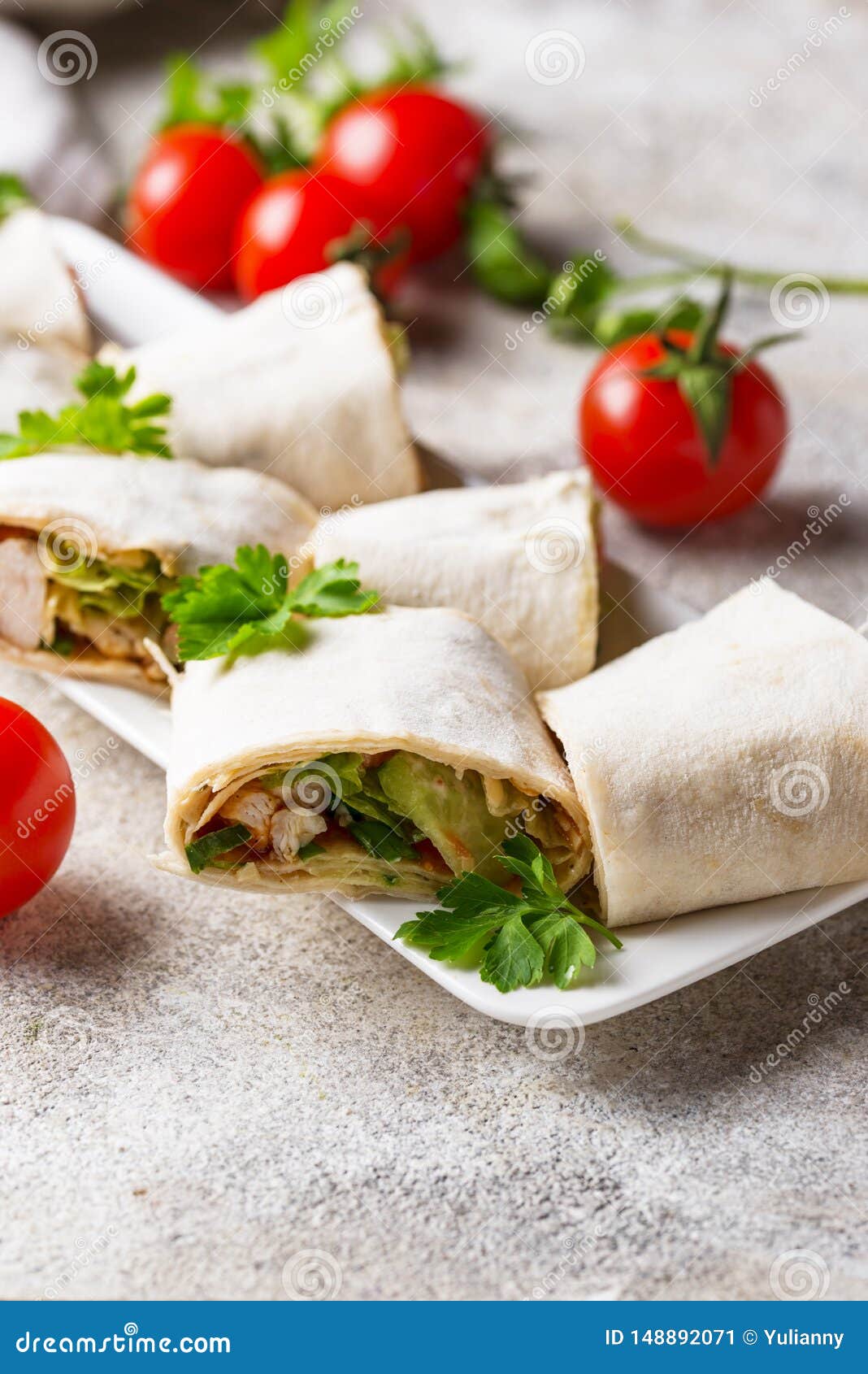 Lavash Rolls with Chicken and Vegetables Stock Image - Image of rolls ...