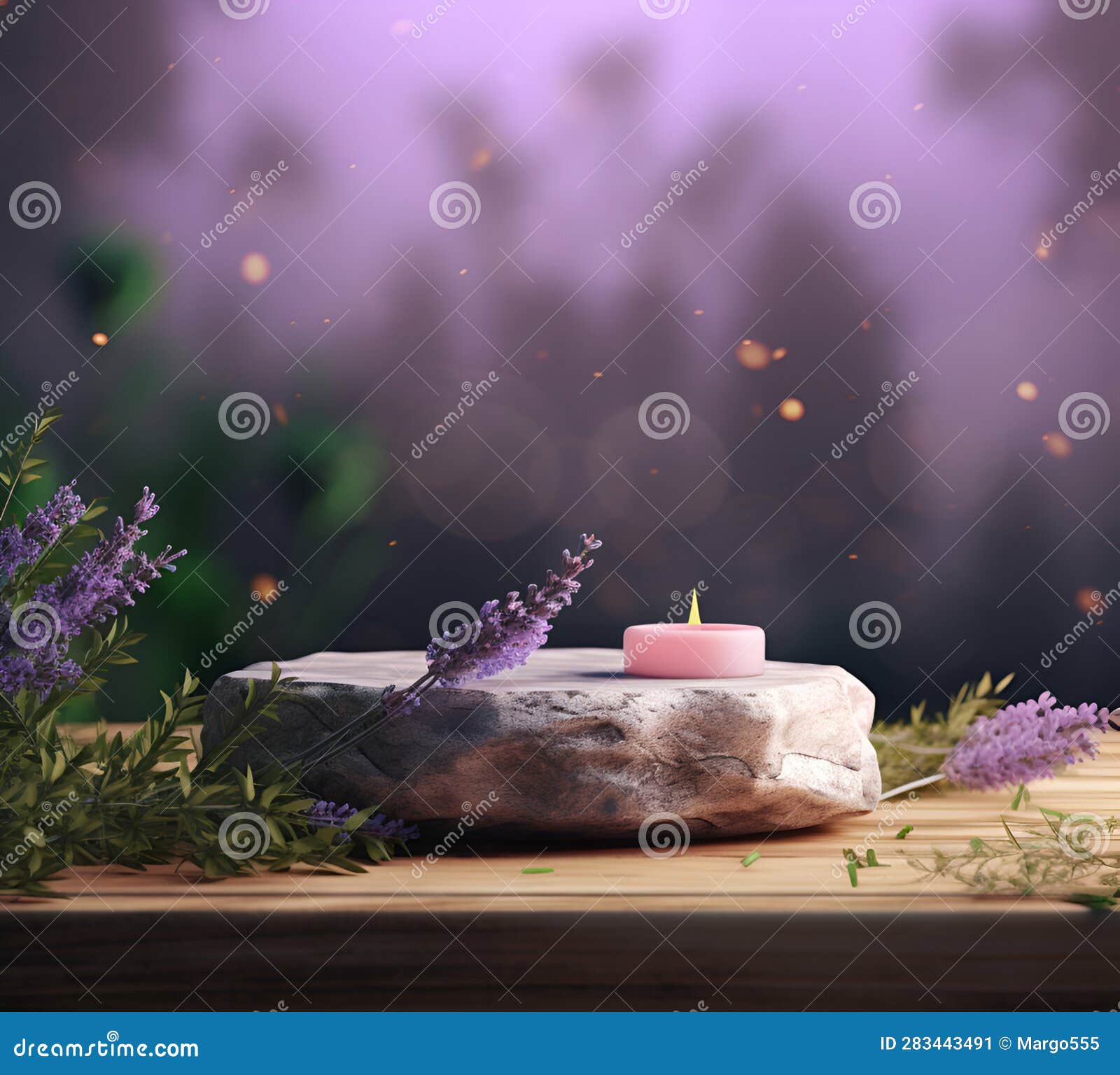 Lavender Backgrounds with Empty Wooden Table. Generated AI Stock ...