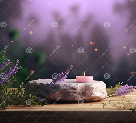 Lavender Backgrounds with Empty Wooden Table. Generated AI Stock ...