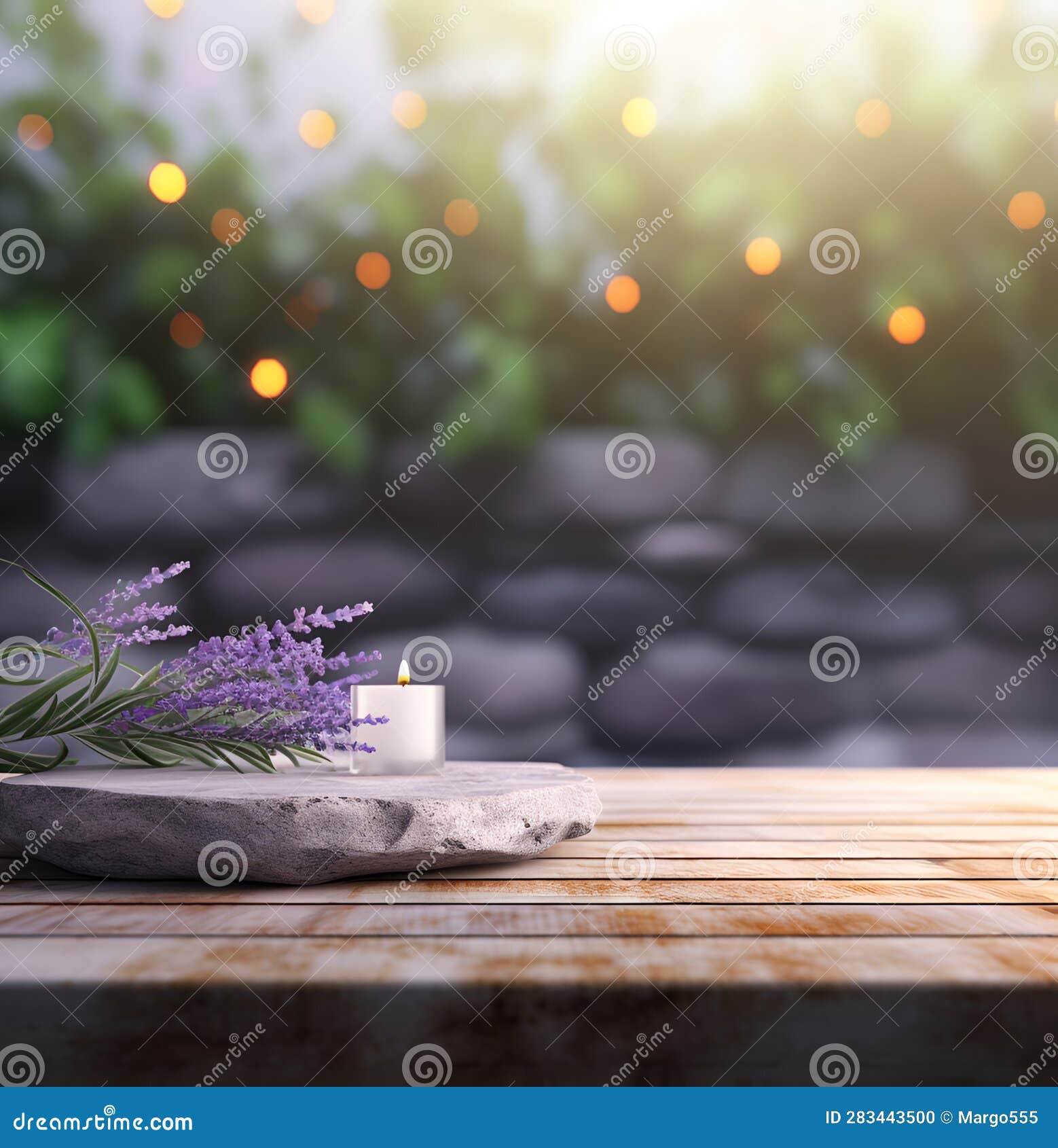 Lavender Backgrounds with Empty Wooden Table. Generated AI Stock ...