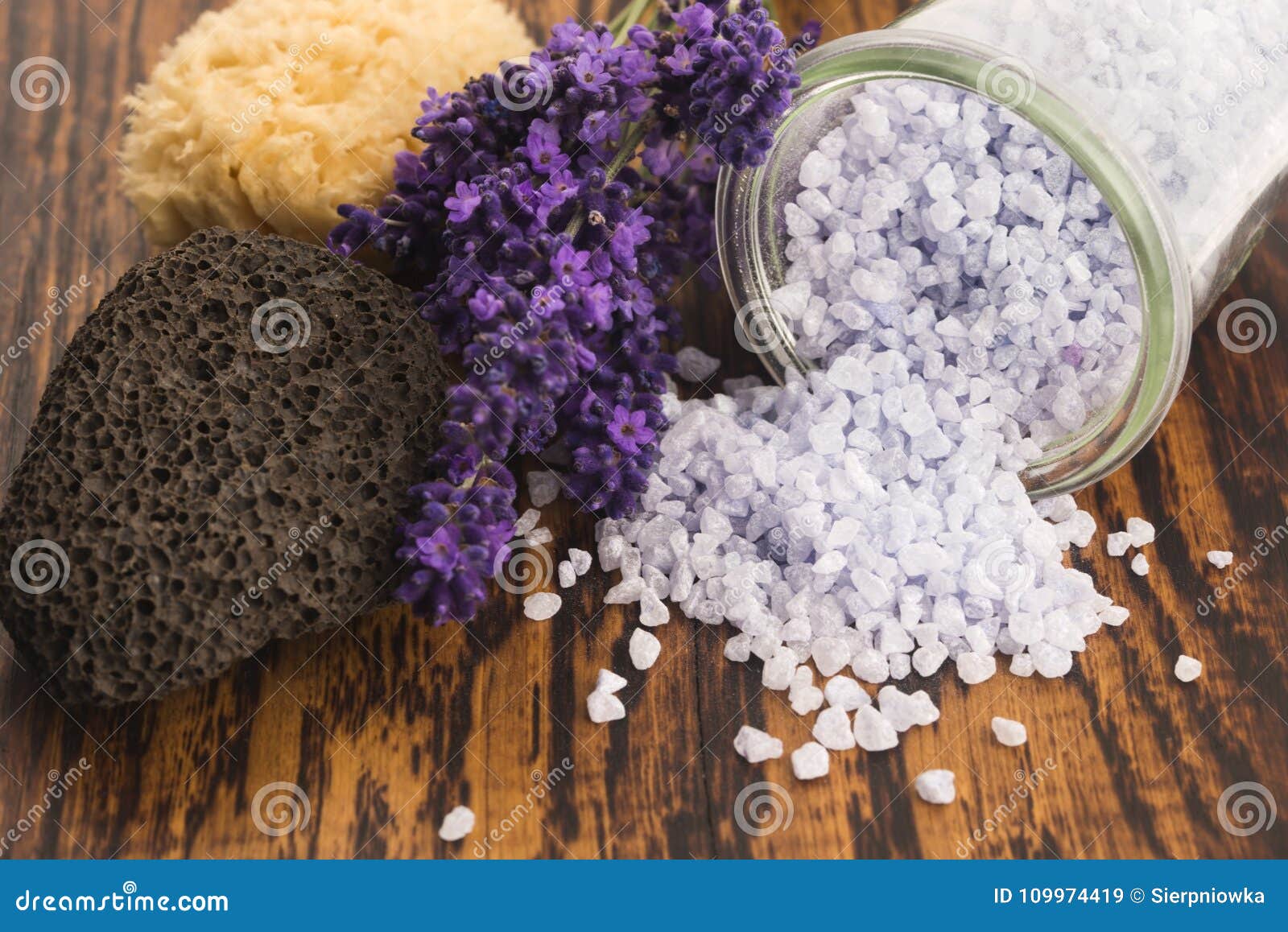 Lavender bath salt stock image. Image of aromatherapy - 109974419