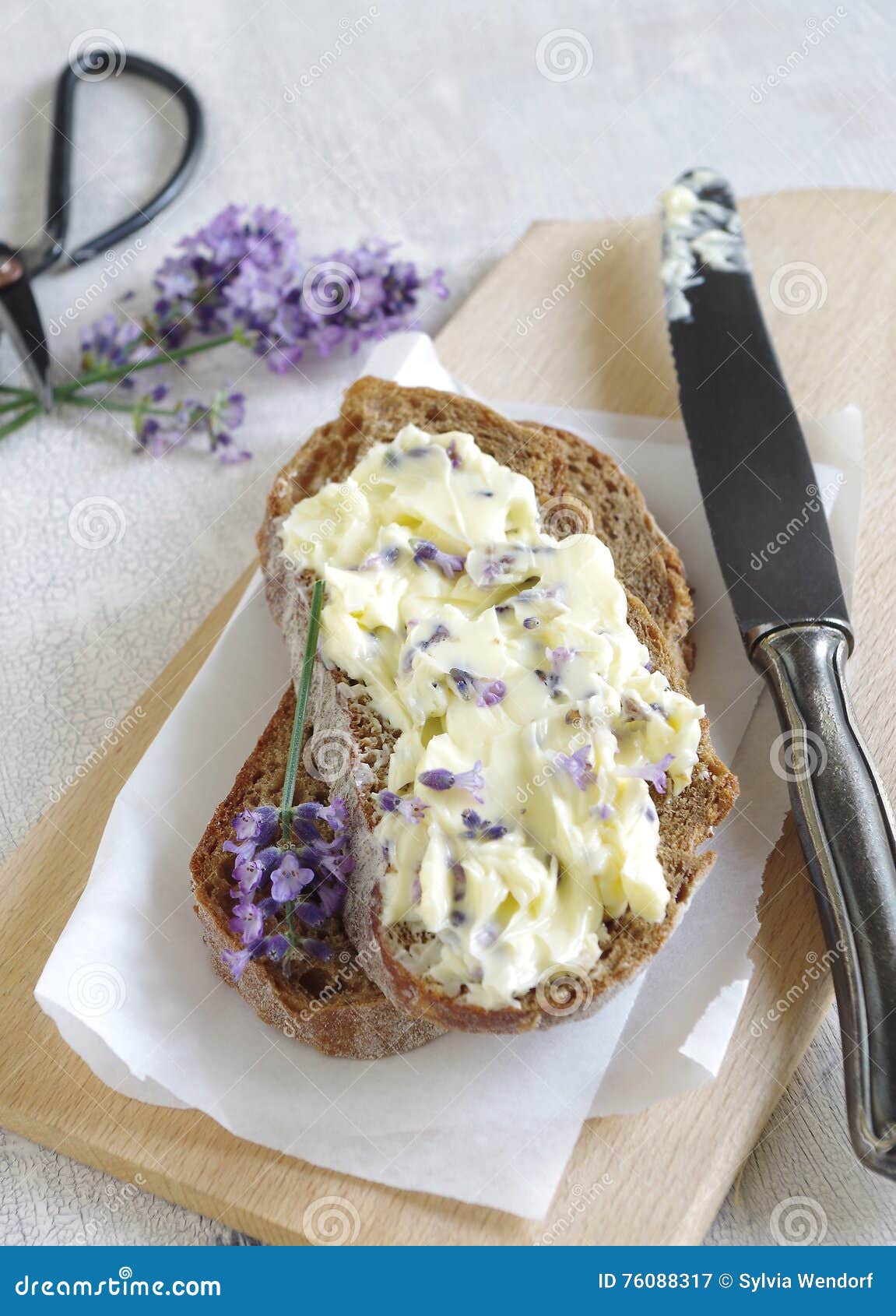 Lavender butter stock image. Image of dairy, bread, herbs - 76088317