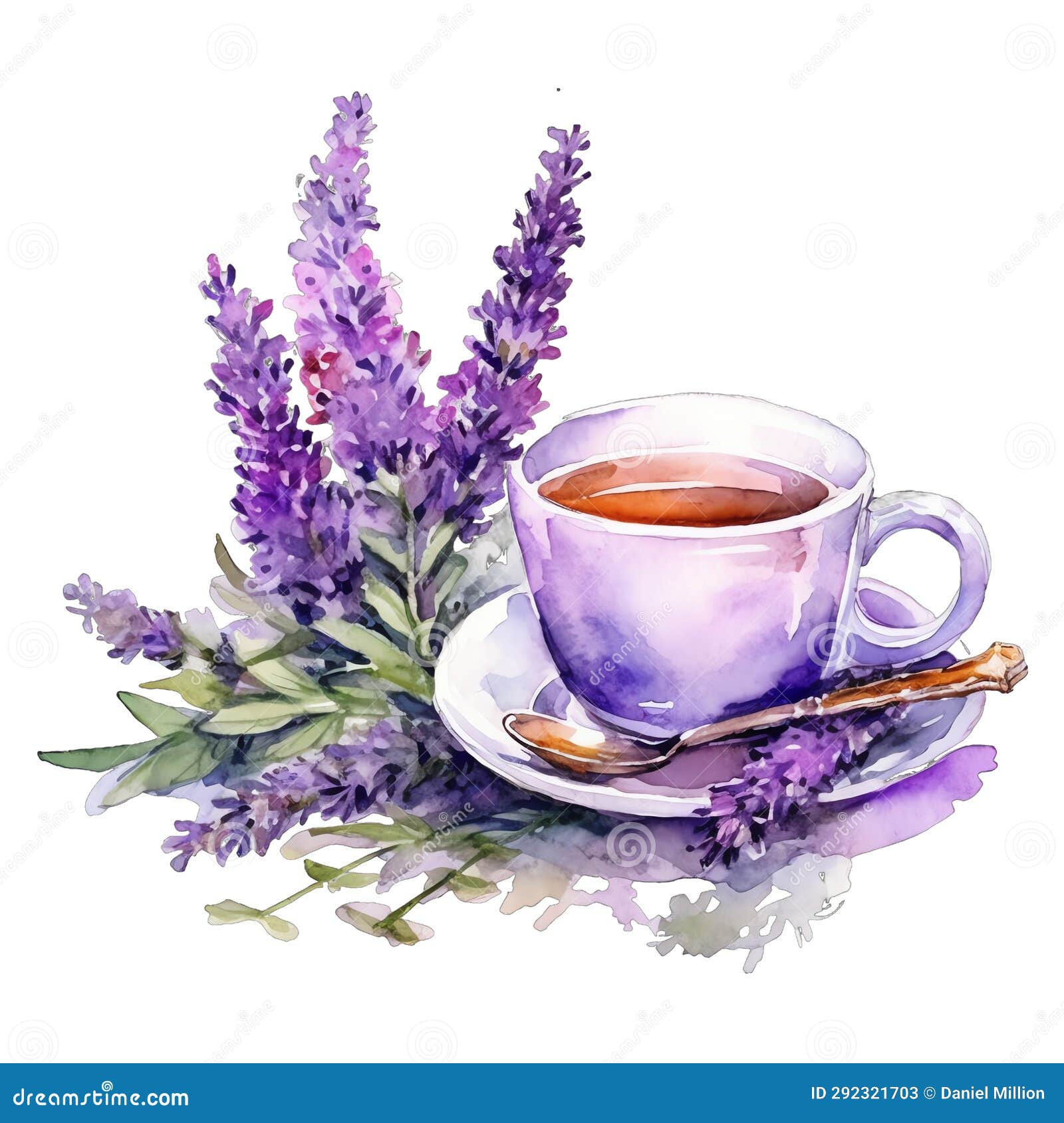 Lavender Coffee With Sweets Watercolor Illustration Lavender Clipart Stock Illustration