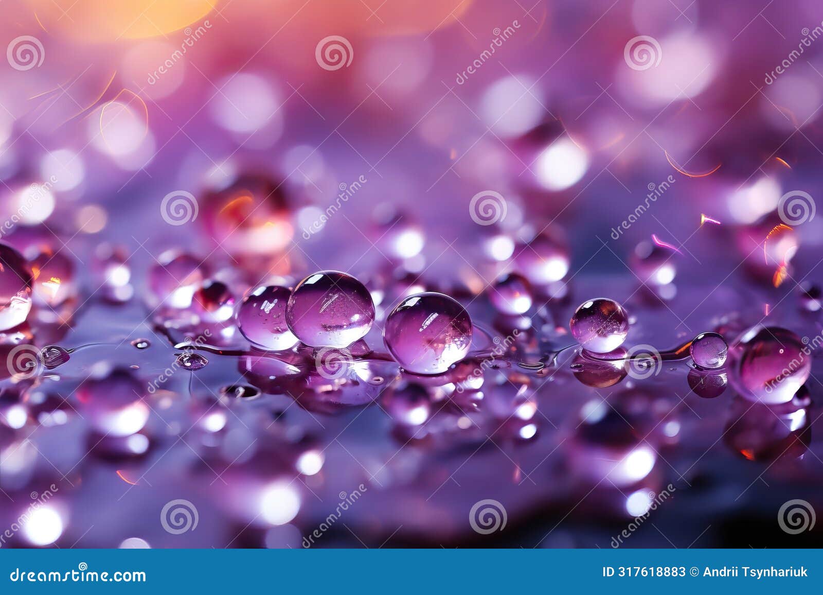 Lavender Color Background with Transparent Round Water Drops Stock ...