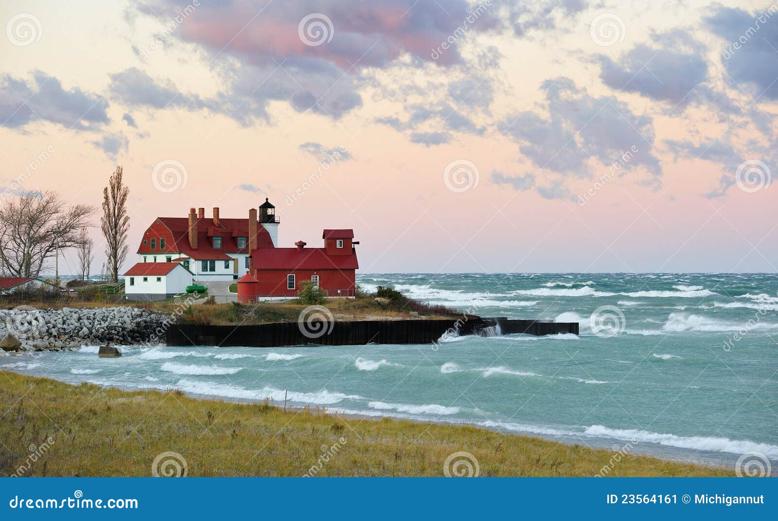 Lavender Dawn Point Betsie Lighthouse , Michigan Stock Image - Image of ...