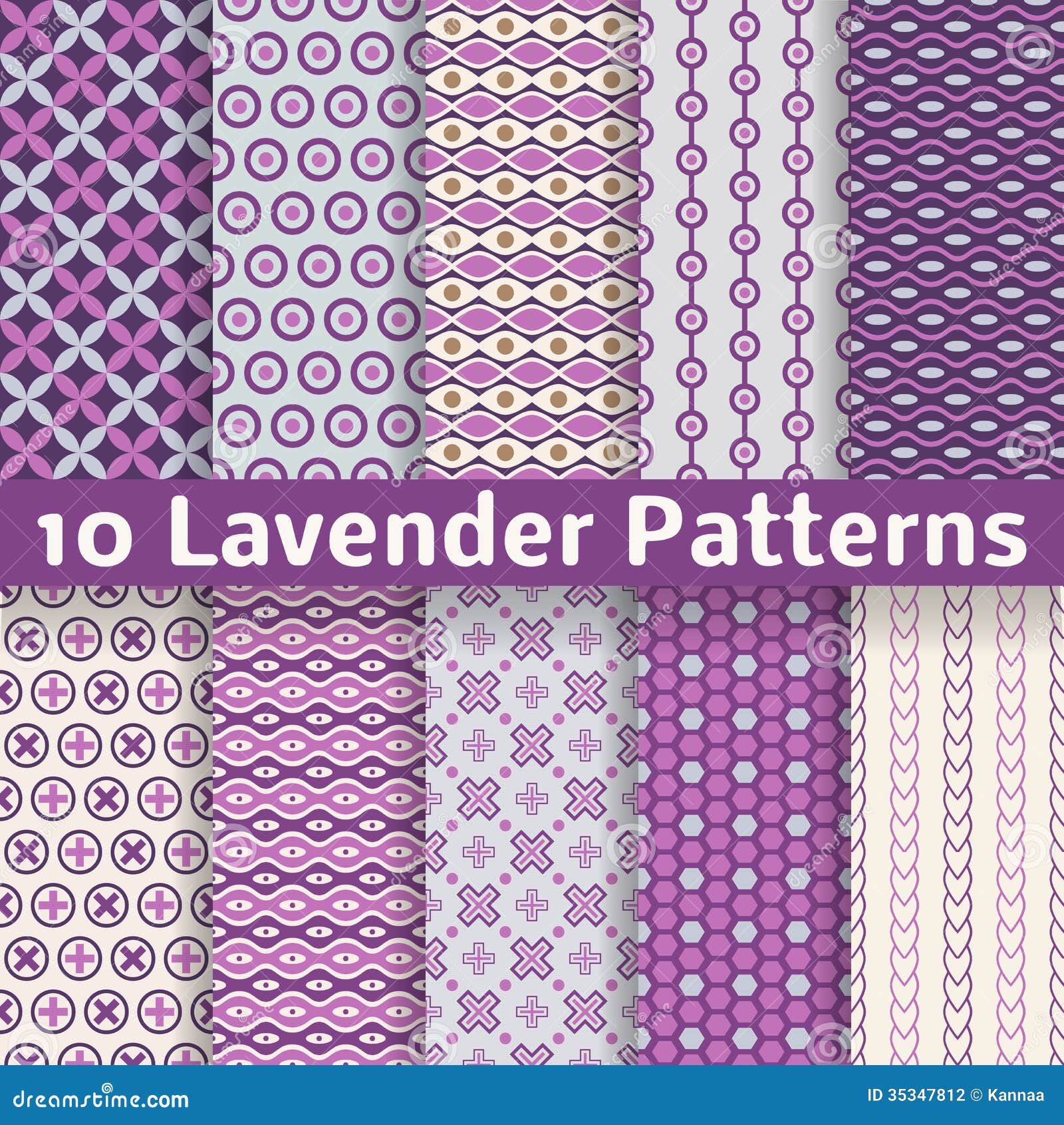 Lavender Different Vector Seamless Patterns Stock Vector - Illustration ...
