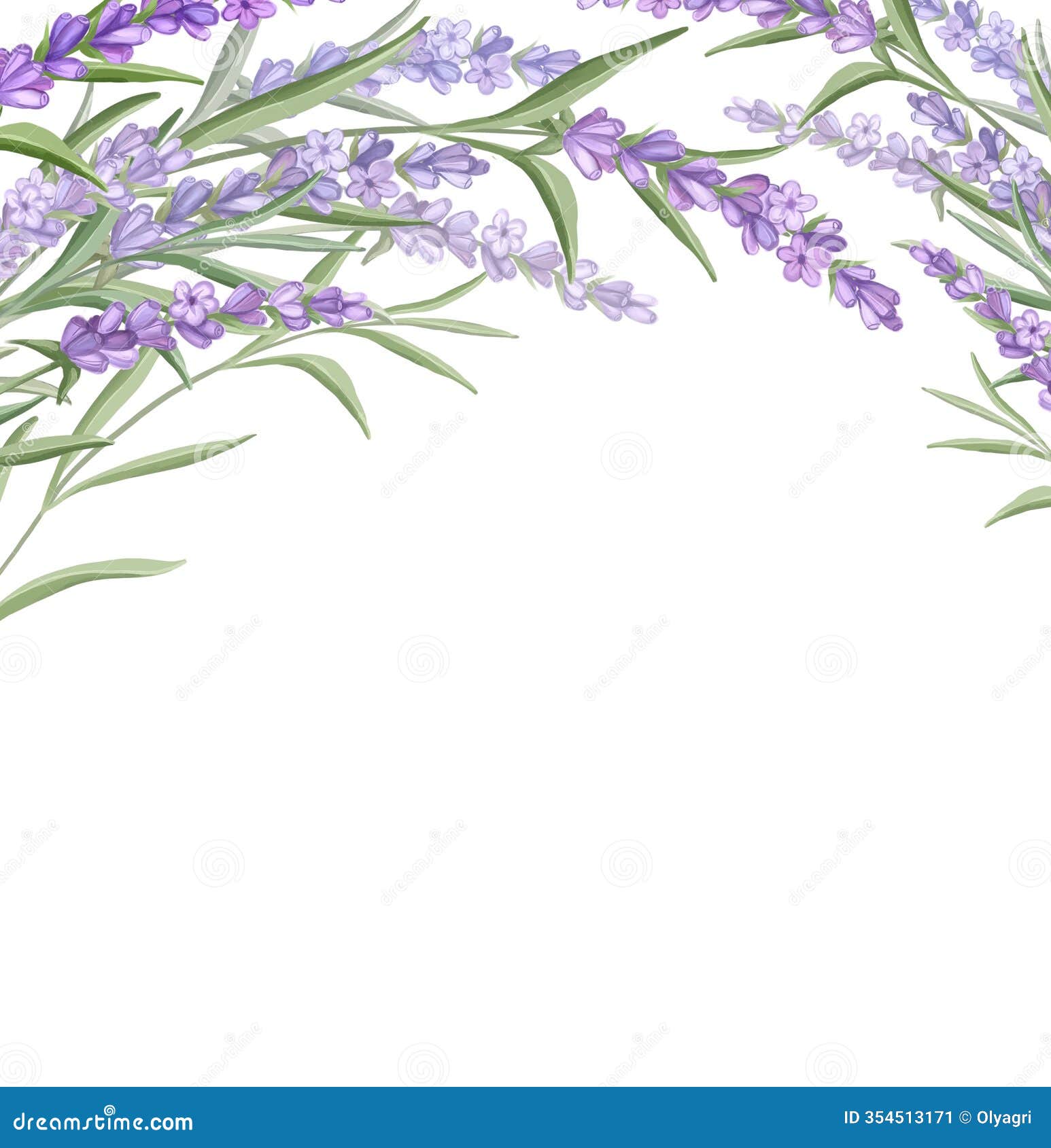 Lavender Flowers Decorative Border, Hand Drawn Frame for Card or ...