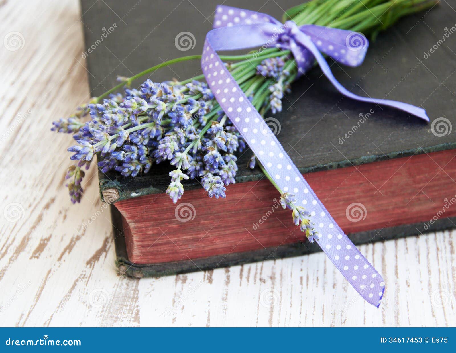 Lavender on an old book stock image. Image of antique - 34617453
