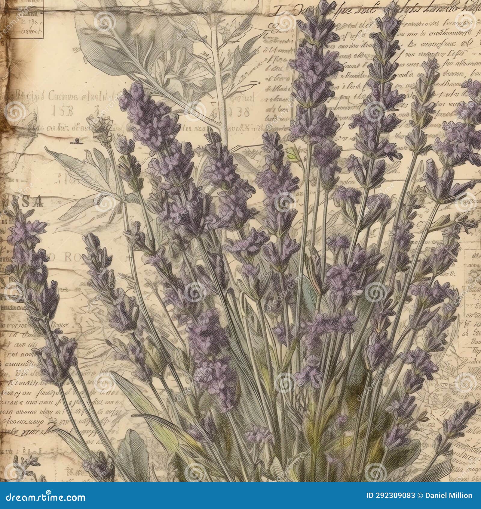 Lavender Old Paper, Vintage Digital Paper Stock Illustration ...