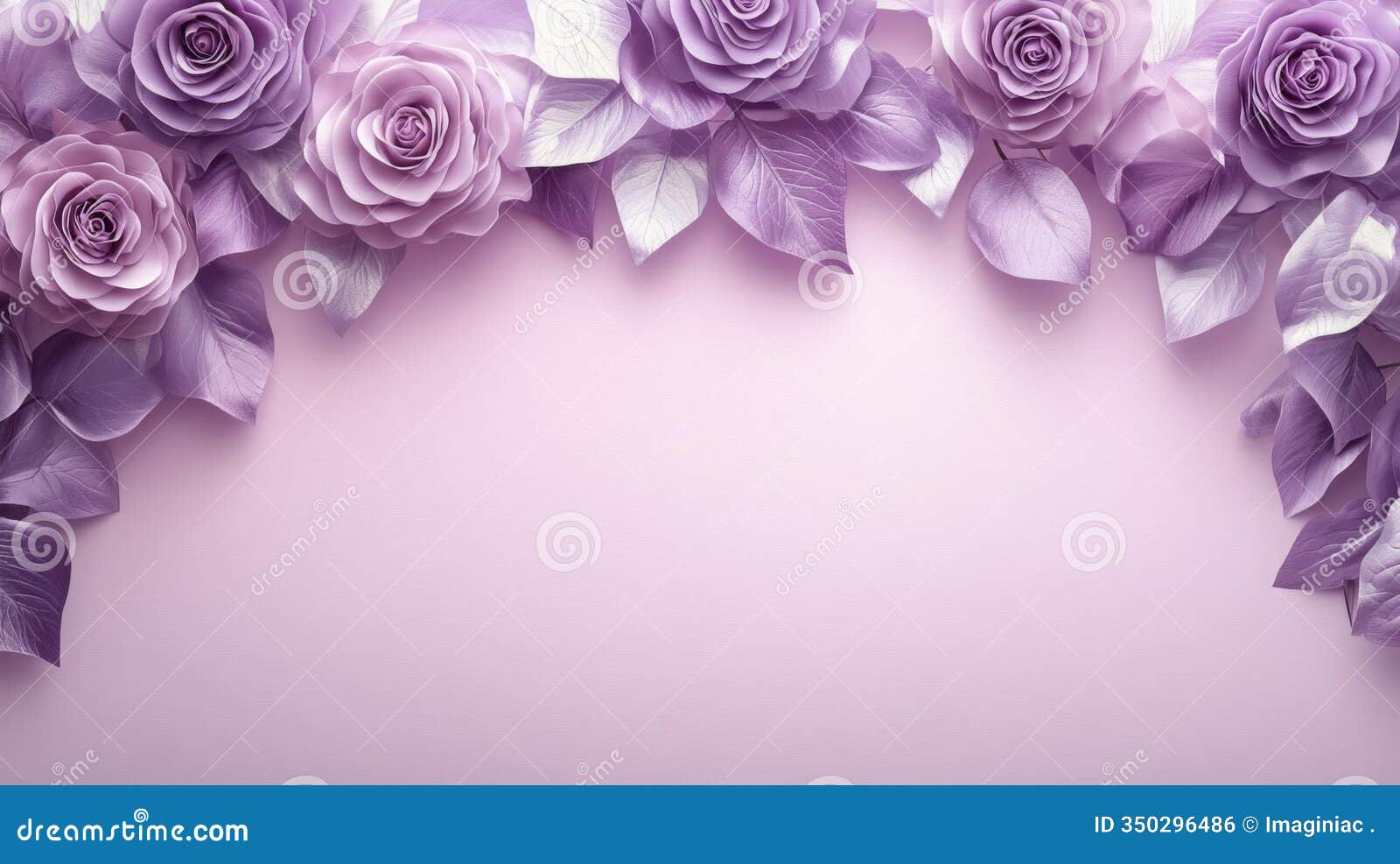 Lavender Paper Roses and Leaves Border Design Stock Illustration ...