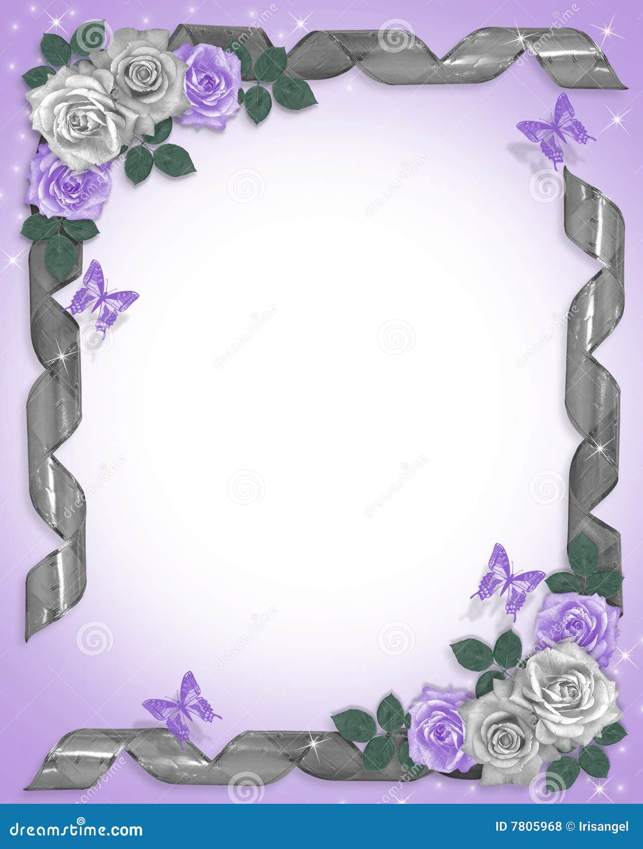 Lavender Roses and Ribbons Border Stock Illustration - Illustration of ...