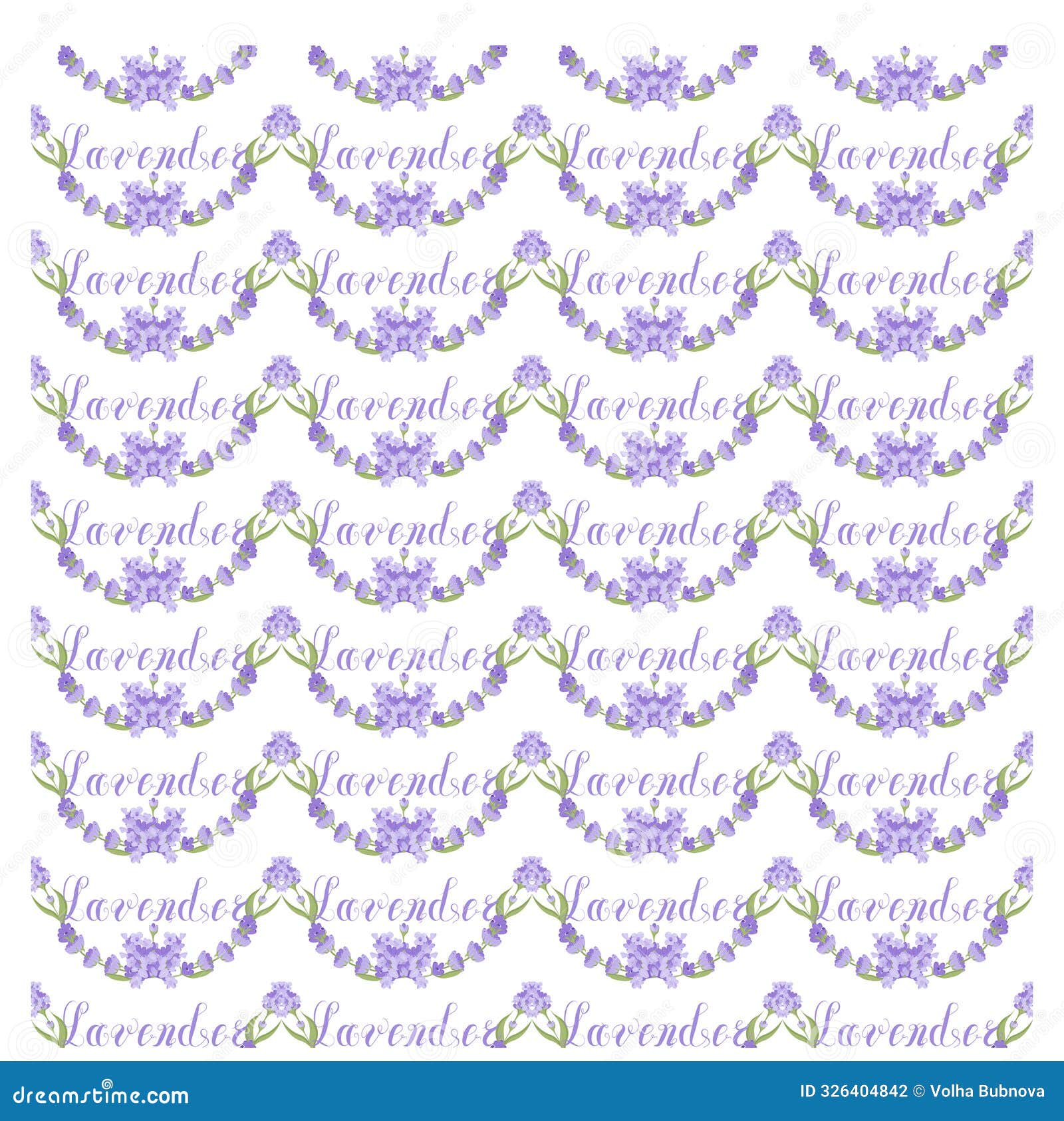 Lavender. Seamless Pattern with Flowers and the Calligraphic Word ...