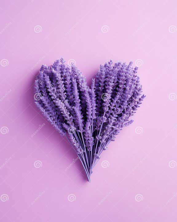 Lavender in the Shape of a Heart on a Plain Background Stock ...