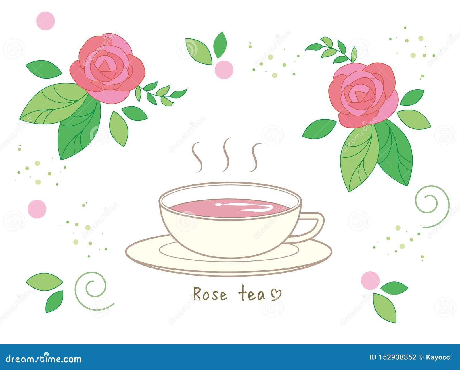 Rose Tea Set / Hot Tea and Cup Stock Vector - Illustration of fresh ...