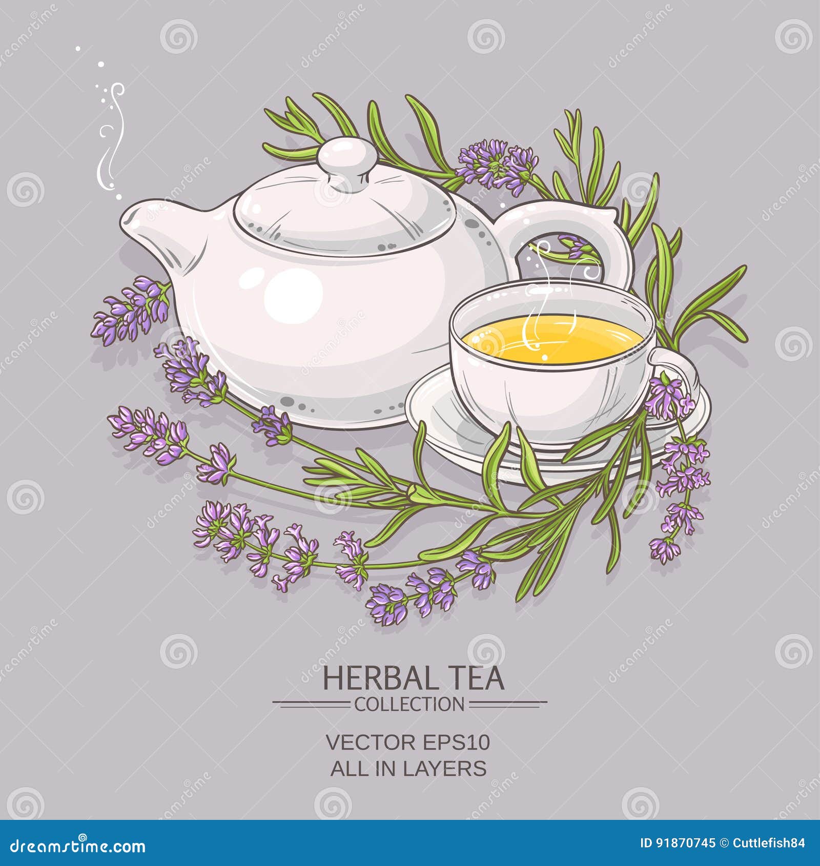 Lavender tea background stock vector. Illustration of lavender - 91870745