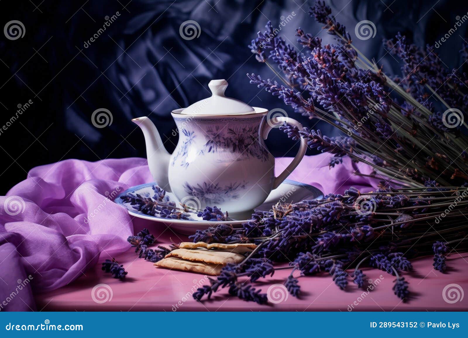 Lavender Tea. Still Life in Purple Colors Stock Illustration ...