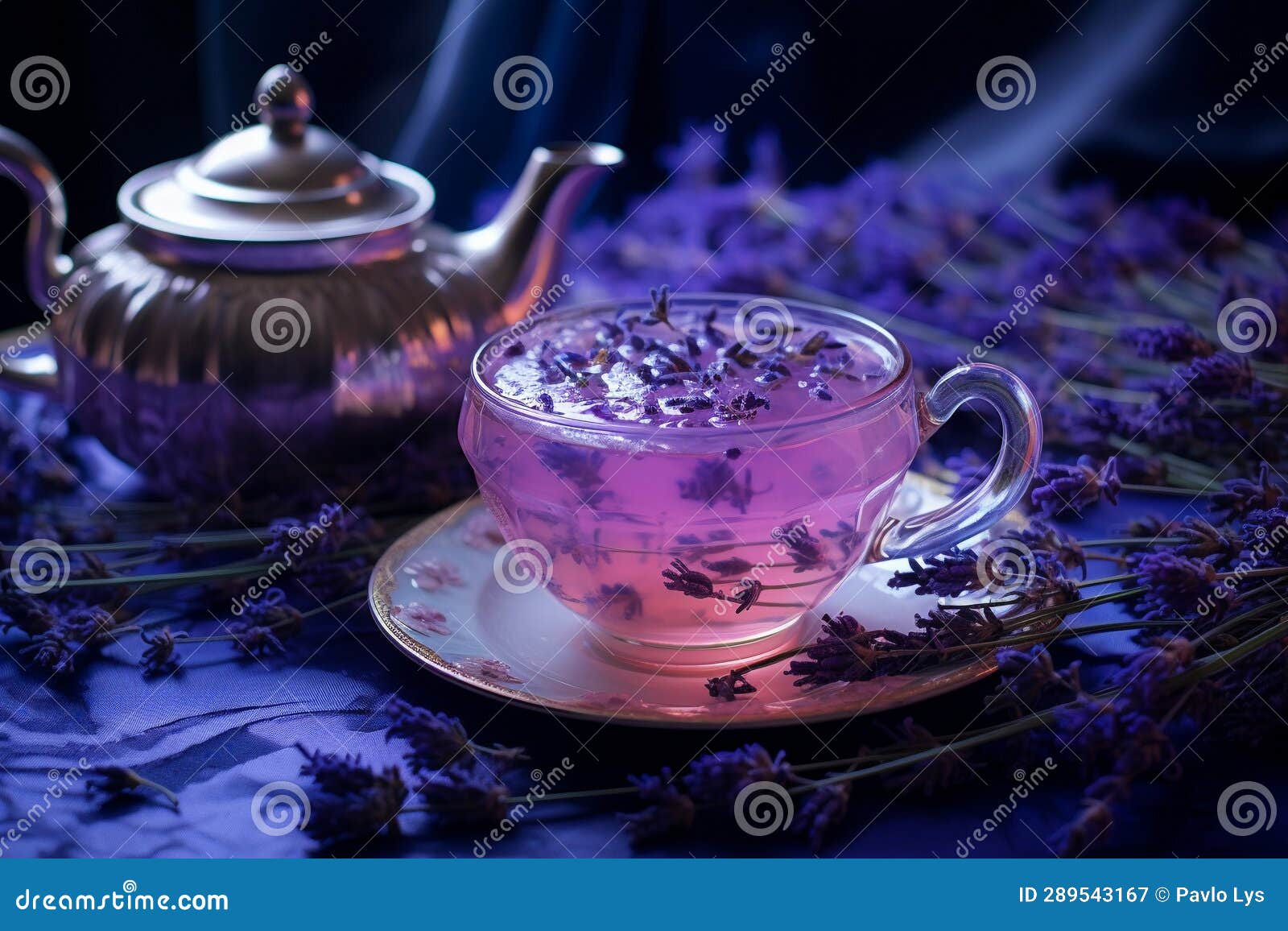 Lavender Tea. Still Life in Purple Colors Stock Illustration ...
