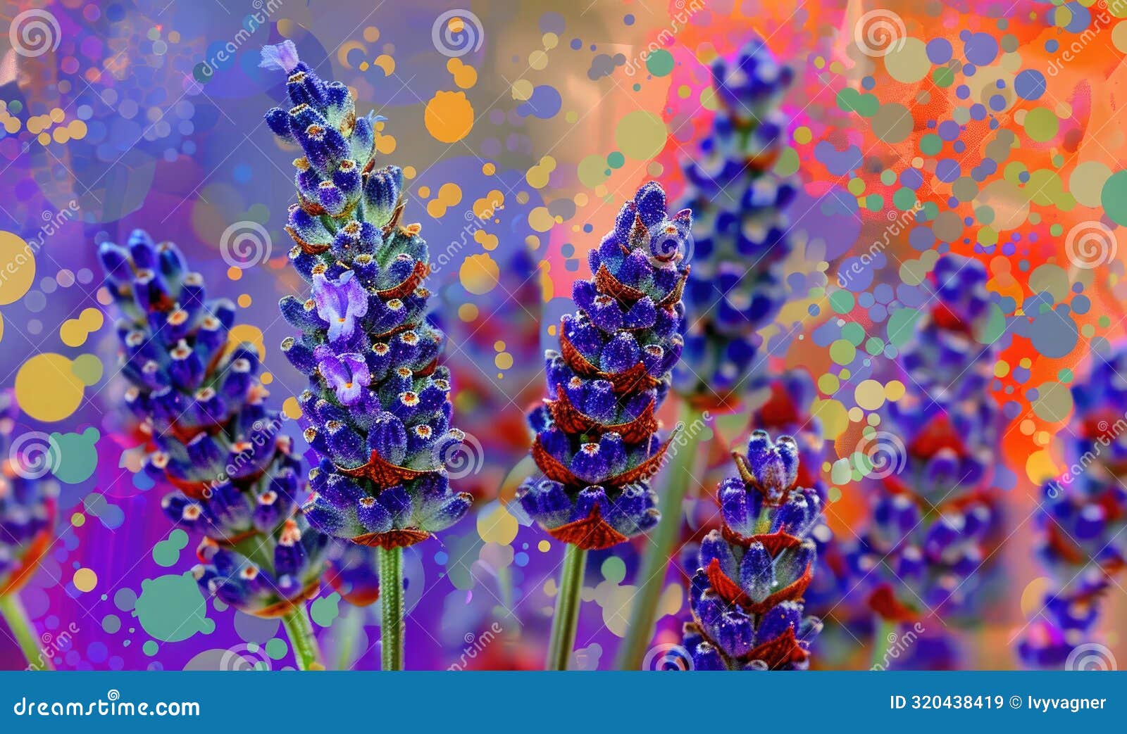 Lavenders in Pop Art Style, Bright Colors, Dotted Patterns Stock Image ...