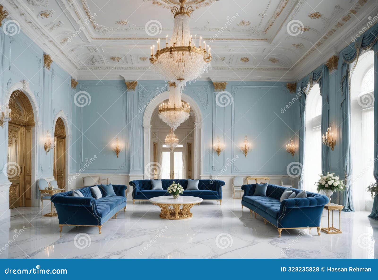 A Lavish Lobby with a Soaring High Ceiling Stock Illustration ...