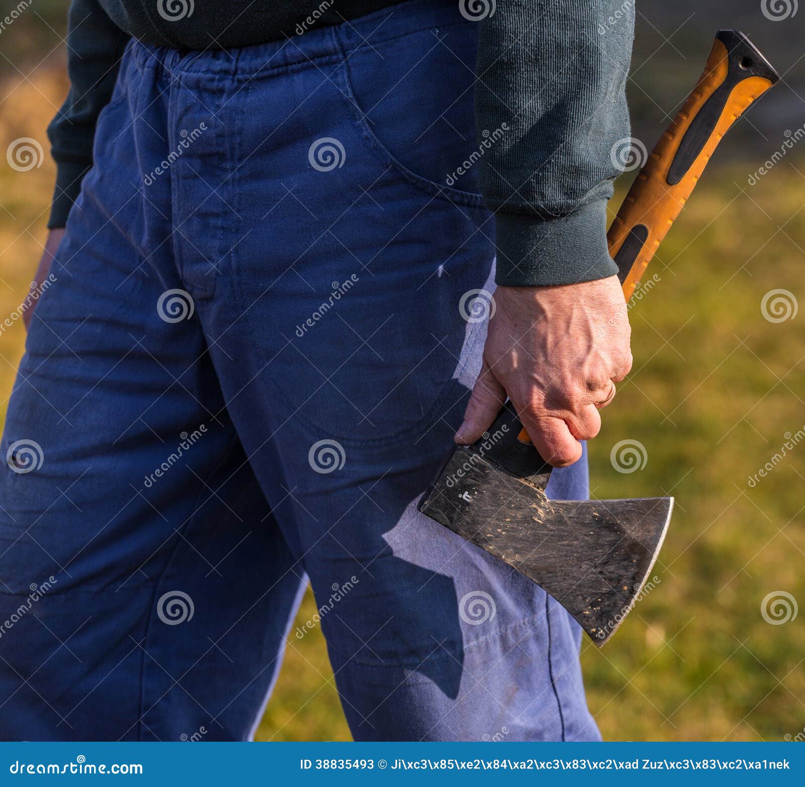 Lavoratore con un'ascia immagine stock. Immagine di abbastanza - 38835493